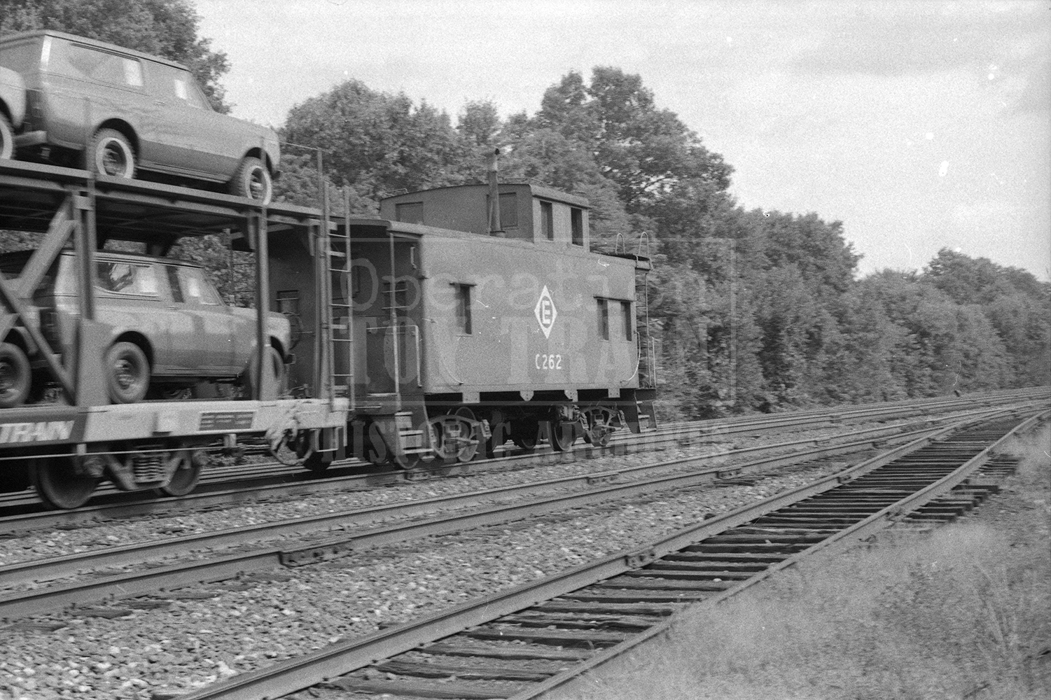Photograph of exterior of Erie Lackawanna Railway caboose C262, 1970s ...